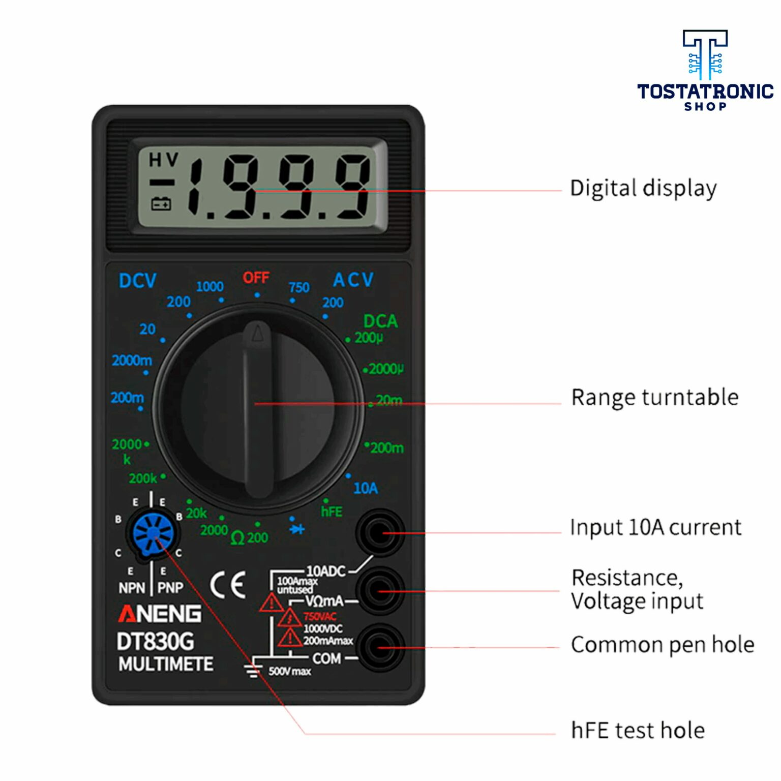 Multimetro Digital DT830B Color Negro – Tostatronic